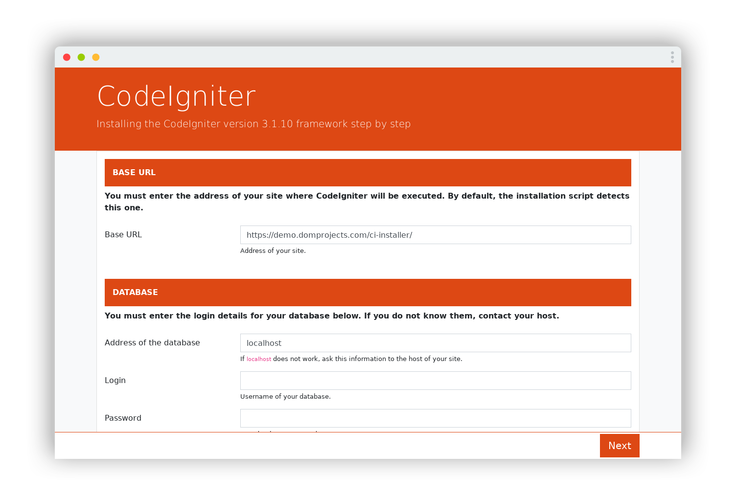 GitHub - domProjects/CI-Installer: PHP script for installing and configuring CodeIgniter 3.1.10.